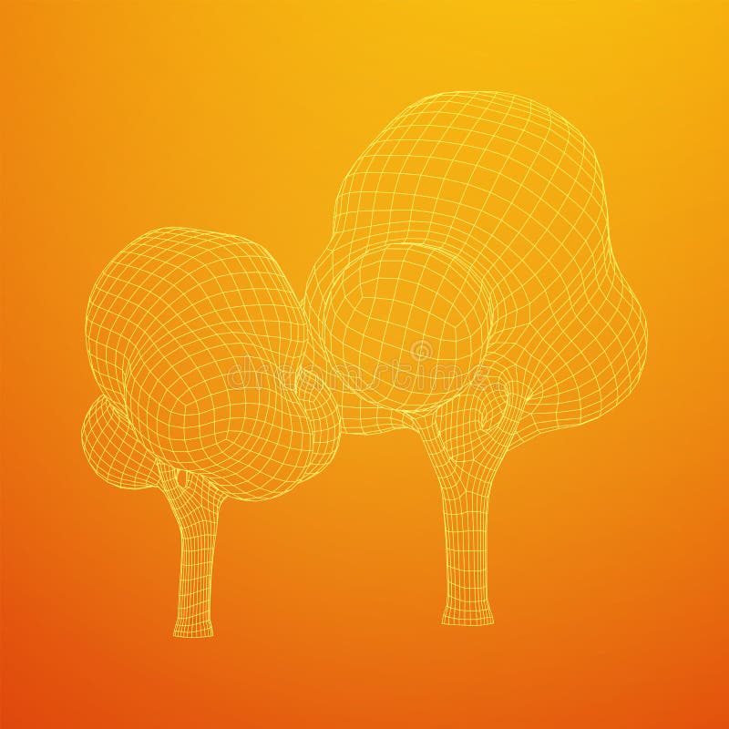 Mesh Image of Trees. Low Poly Background Stock Vector - Illustration of ...