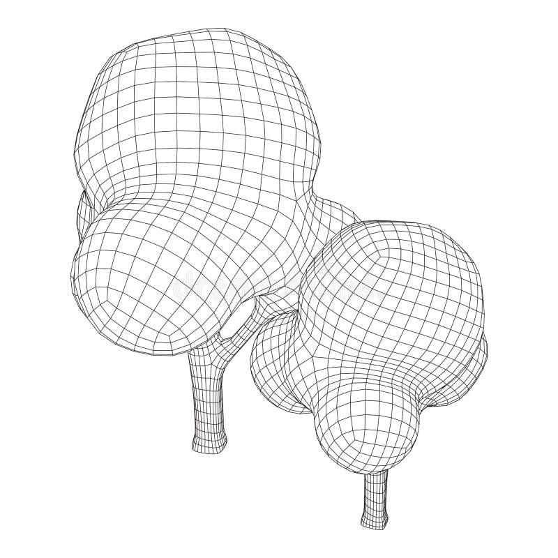 Mesh Image of Trees. Low Poly Background Stock Vector - Illustration of ...