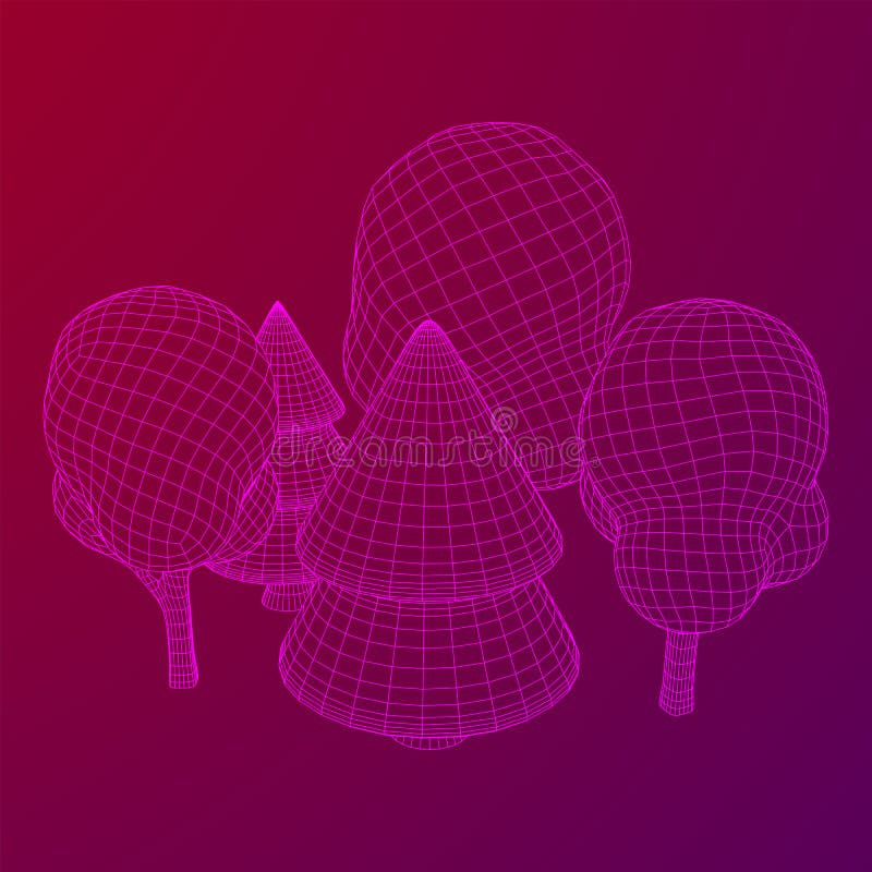 Mesh Image of Trees. Low Poly Background Stock Vector - Illustration of ...