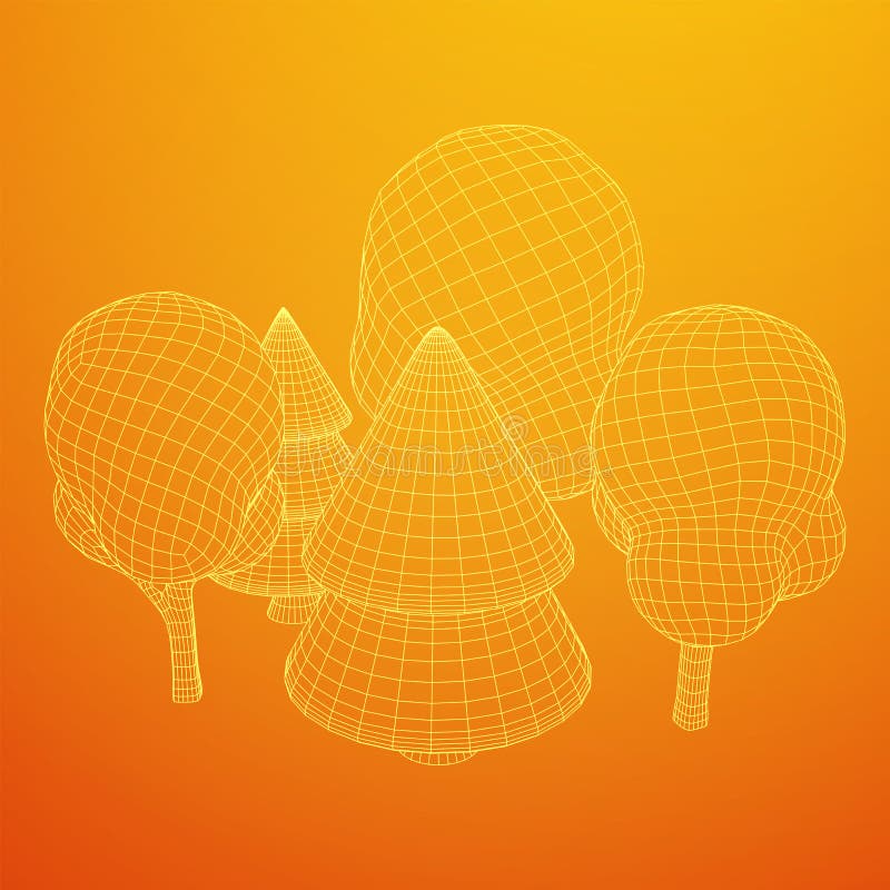 Mesh Image of Trees. Low Poly Background. Stock Vector - Illustration ...