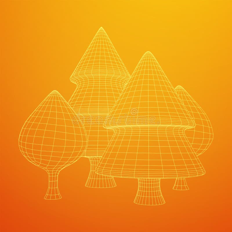 Mesh Image of Trees. Low Poly Background Stock Vector - Illustration of ...