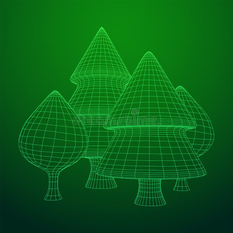Mesh Image of Trees. Low Poly Background Stock Vector - Illustration of ...