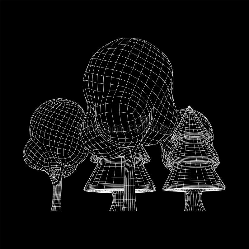 Mesh Image of Trees. Low Poly Background Stock Vector - Illustration of ...