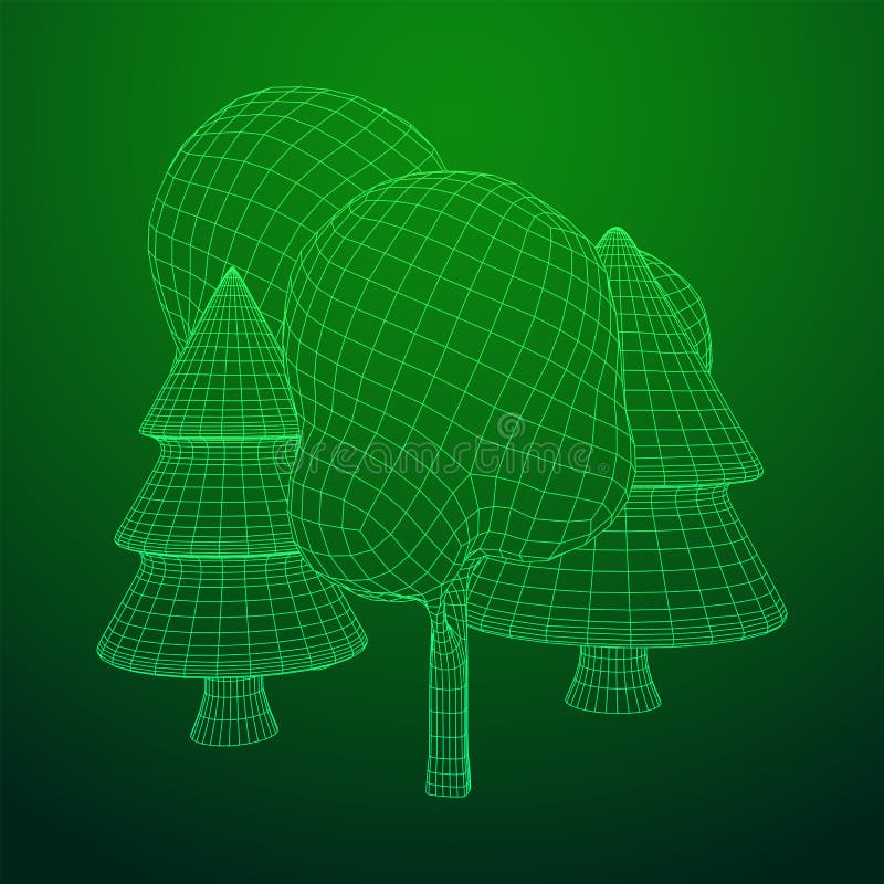 Mesh Image of Trees. Low Poly Background Stock Vector - Illustration of ...