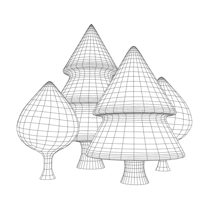 Mesh Image of Trees. Low Poly Background Stock Vector - Illustration of ...