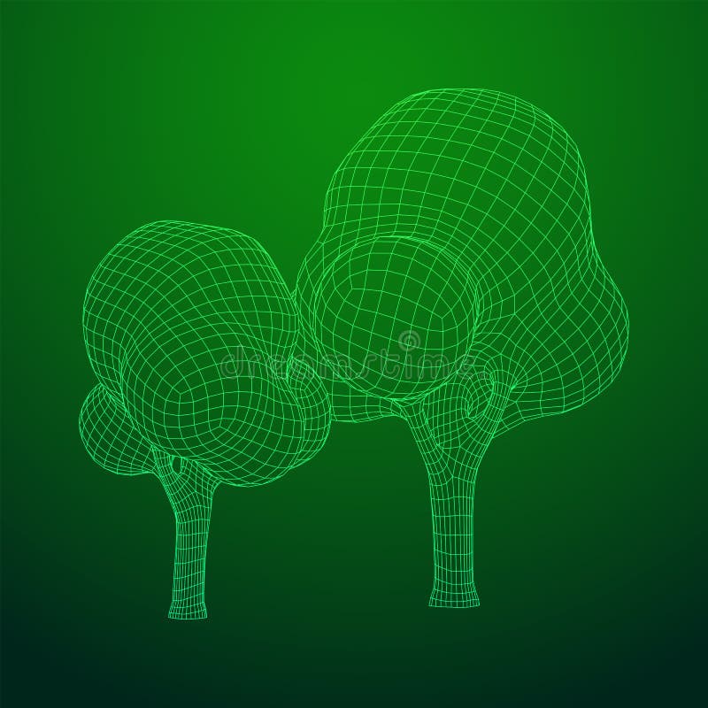 Mesh Image of Trees. Low Poly Background Stock Vector - Illustration of ...