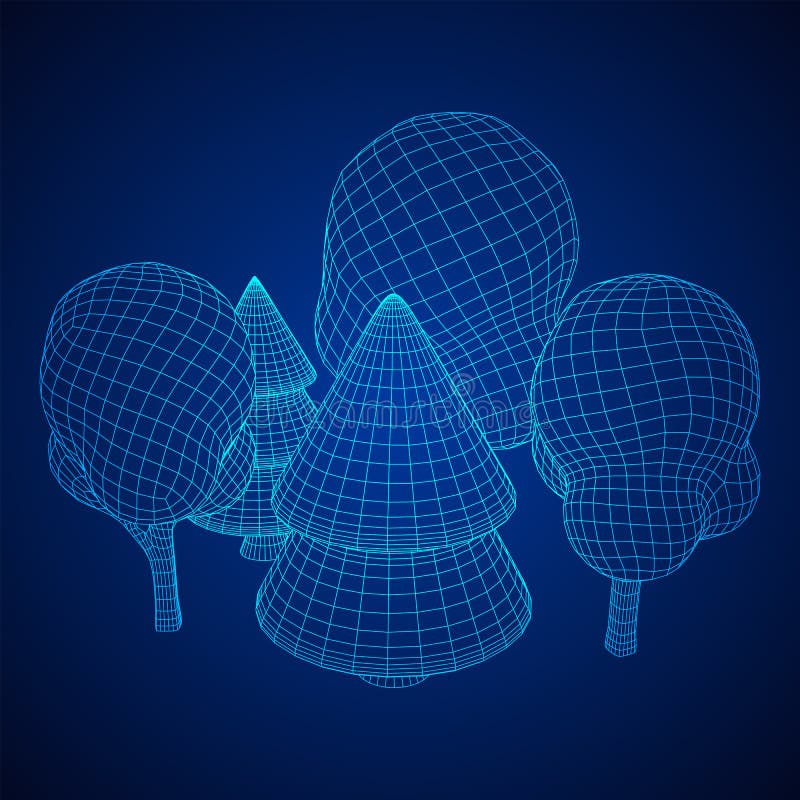 Mesh Image of Trees. Low Poly Background Stock Vector - Illustration of ...
