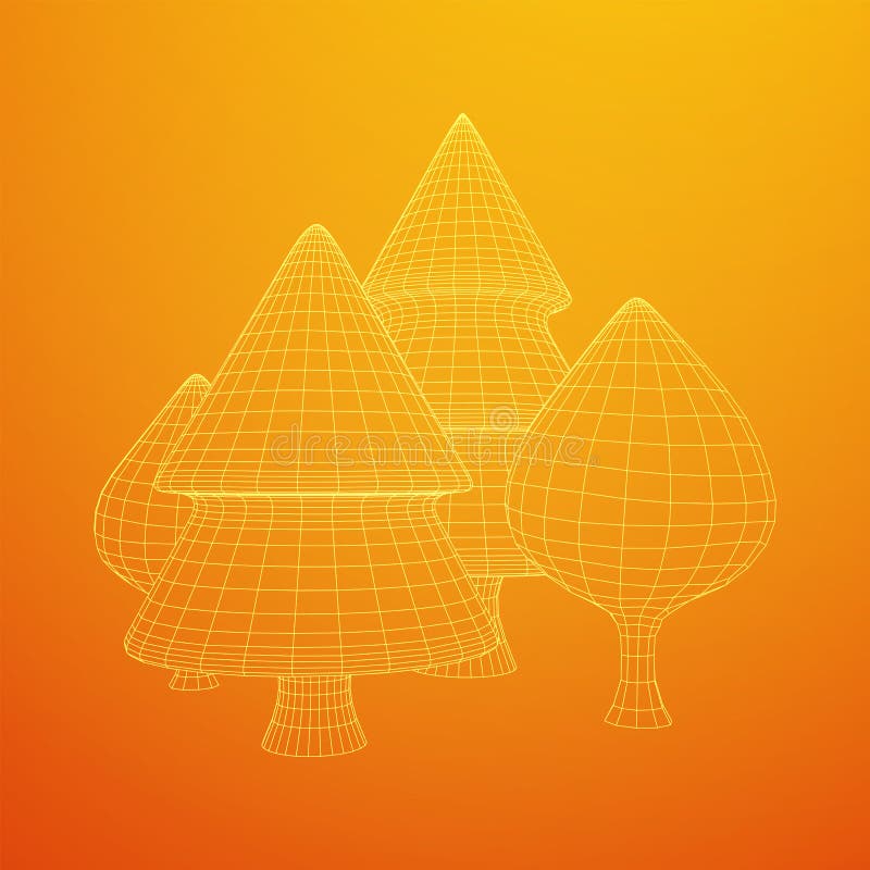 Mesh Image of Trees. Low Poly Background Stock Vector - Illustration of ...