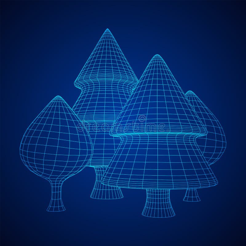Mesh Image of Trees. Low Poly Background Stock Vector - Illustration of ...