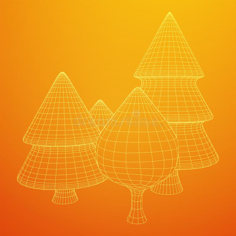 Mesh Image of Trees. Low Poly Background Stock Vector - Illustration of ...