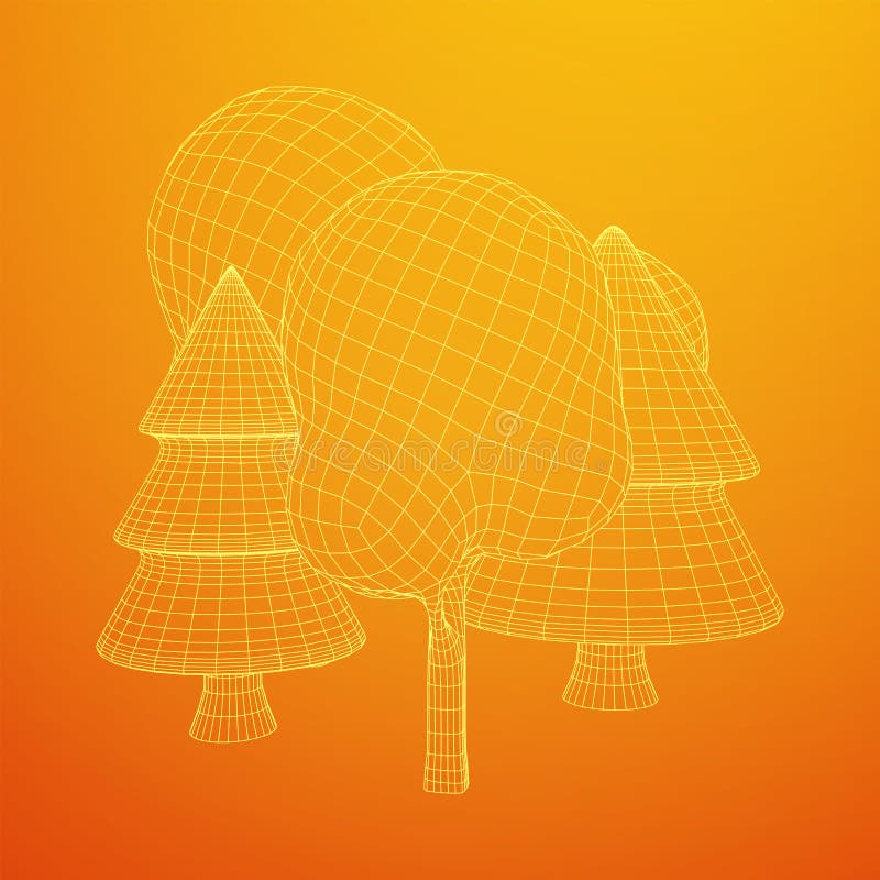 Mesh Image of Trees. Low Poly Background. Stock Vector - Illustration ...