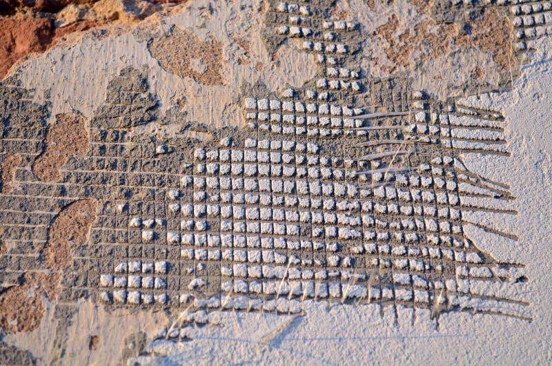 Mesh Imprint on Plaster Wall Stock Photo - Image of material, decayed ...