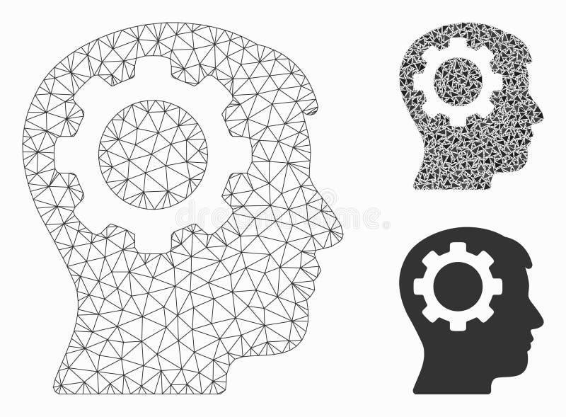 Intellect Gear Vector Mesh Network Model and Triangle Mosaic Icon Stock ...