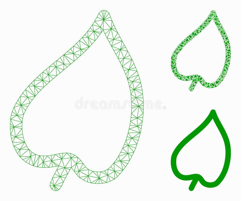 Leaf Vector Mesh Wire Frame Model and Triangle Mosaic Icon Stock Vector ...