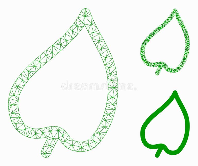 Leaf Vector Mesh Wire Frame Model and Triangle Mosaic Icon Stock Vector ...