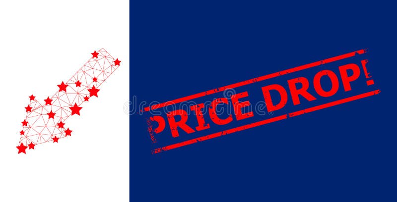 Price Drop! Grunge Stamp and Left Down Arrow Polygonal Mesh Stock ...
