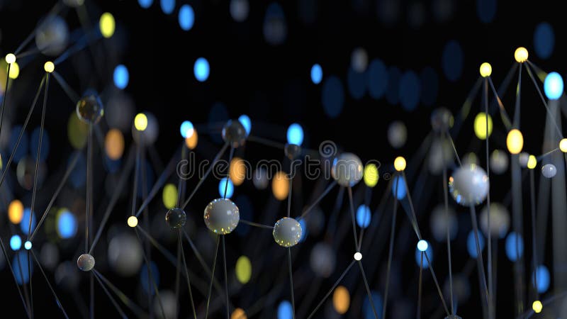 Mesh of Linked Spheres Closeup 3D Render Stock Illustration ...