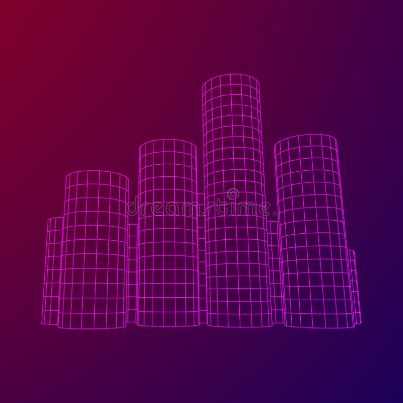 Mesh Cylinder City Array stock vector. Illustration of form - 105829193