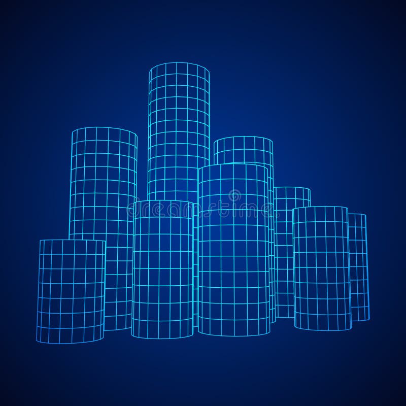 Mesh Cylinder City Array stock vector. Illustration of form - 105829193