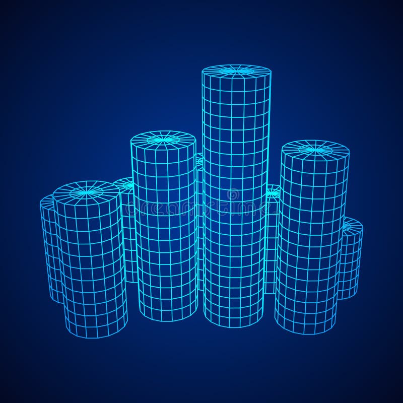 Mesh Cylinder City Array stock vector. Illustration of plug - 105829406