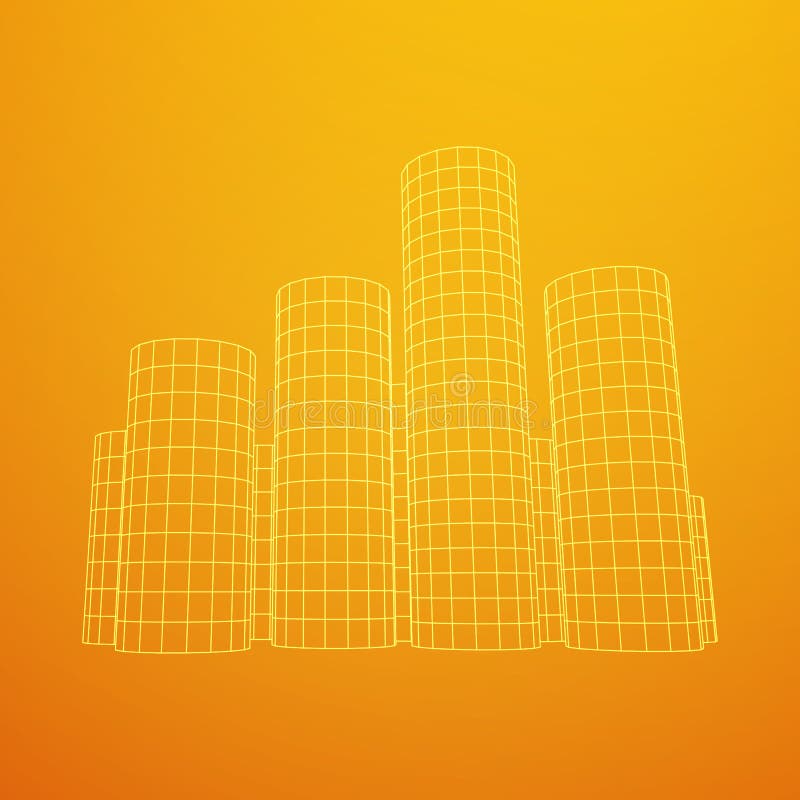 Mesh Cylinder City Array stock vector. Illustration of cylinder - 106158869