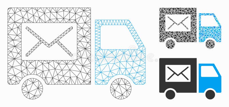 Mail Delivery Van Vector Mesh 2D Model and Triangle Mosaic Icon Stock ...