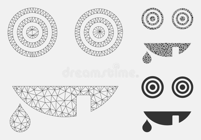 Maniac Smiley Vector Mesh 2D Model and Triangle Mosaic Icon Stock ...