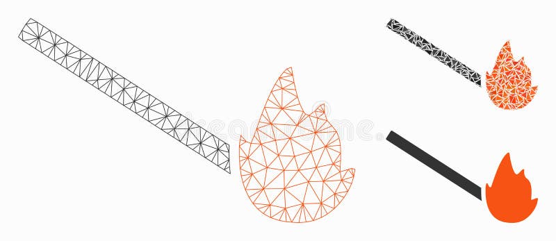 Match Flame Vector Mesh 2D Model and Triangle Mosaic Icon Stock Vector ...