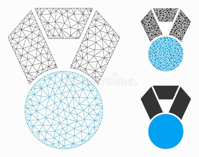 Medal Vector Mesh 2D Model and Triangle Mosaic Icon Stock Vector ...