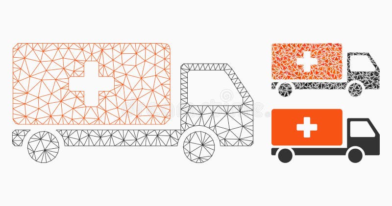 Medical Shipment Vector Mesh Wire Frame Model and Triangle Mosaic Icon ...