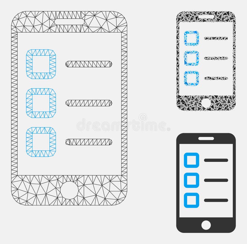 Mobile Test Vector Mesh 2D Model and Triangle Mosaic Icon Stock Vector ...