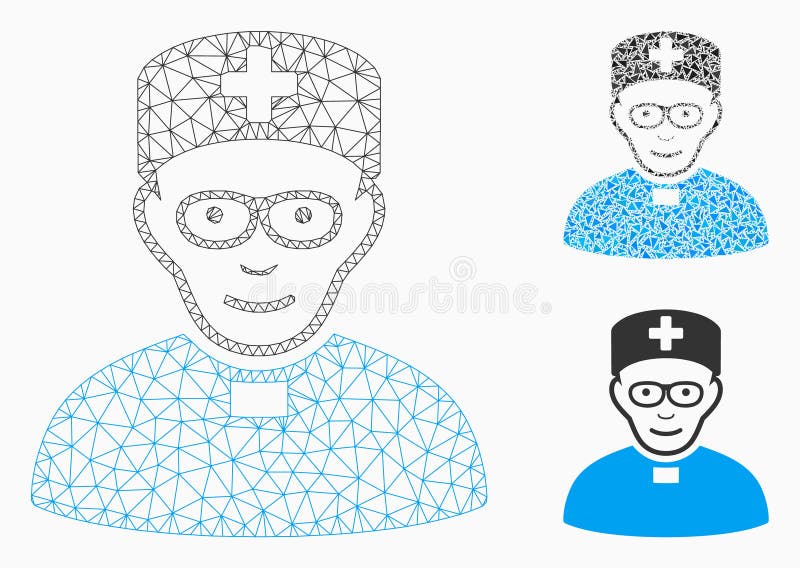 Monastic Doctor Vector Mesh Network Model and Triangle Mosaic Icon ...