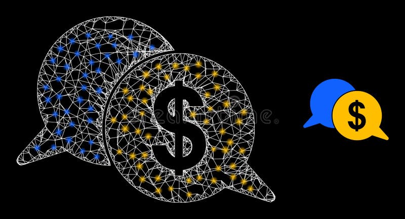 Network Financial Chat Mesh Icon with Glare Light Spots Stock Vector ...