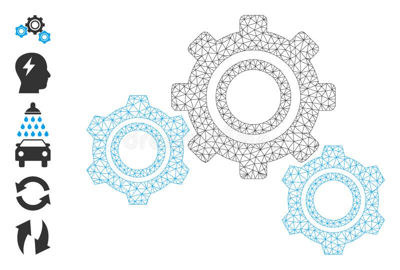 Web Network Gears Icon with Simple Symbols Stock Vector - Illustration ...