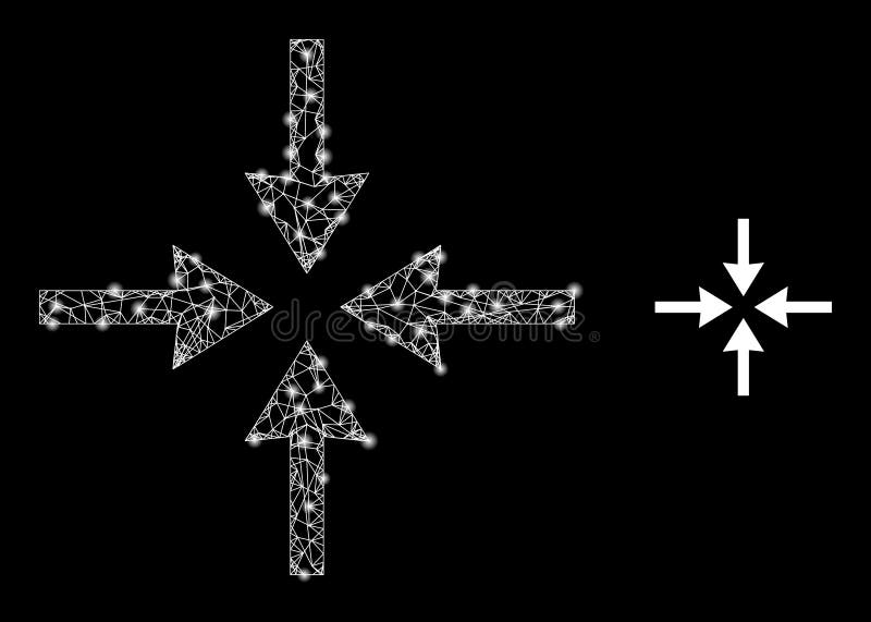 Network Meeting Point Mesh Icon with Glare Light Spots Stock Vector ...