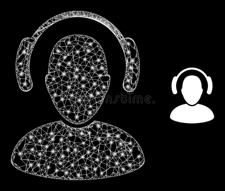 Hatched Online Operator Mesh Icon with Glare Lightspots Stock Vector ...