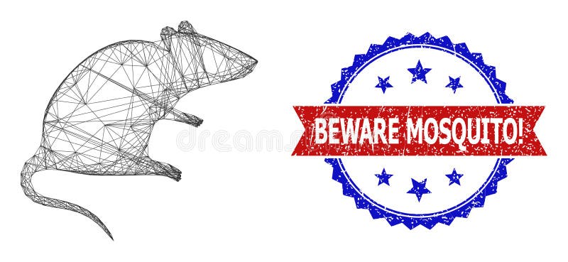 Net Rat Web Mesh and Scratched Bicolor Beware Mosquito! Stamp Seal ...