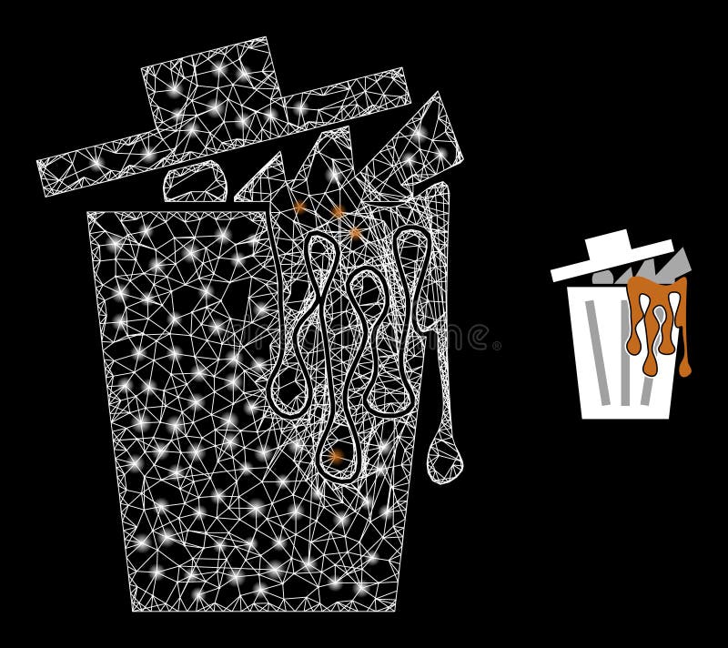 Net Trash Bucket Web Mesh Icon with Constellation Light Spots Stock ...