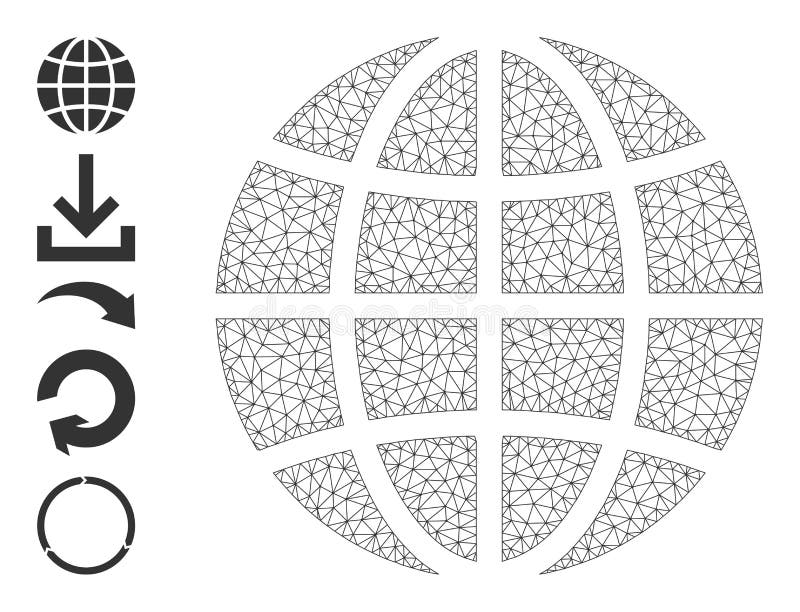 Mesh Network Globe Icon stock vector. Illustration of linear - 240258551
