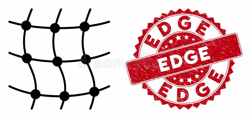 Mesh Network Icon with Scratched Edge Seal Stock Illustration ...