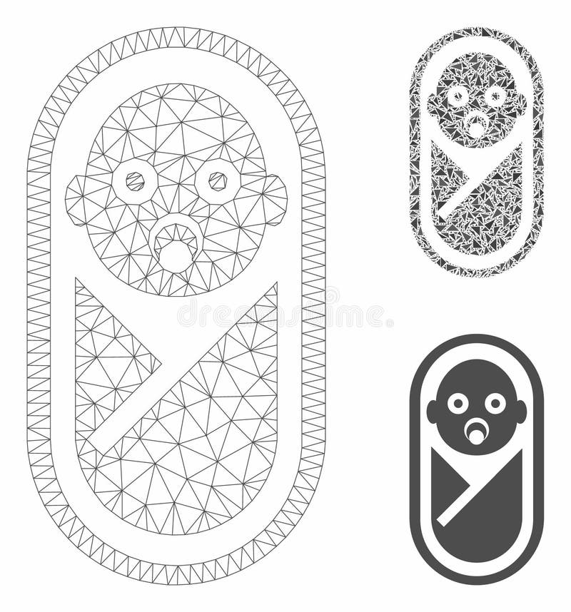 Newborn Vector Mesh 2D Model and Triangle Mosaic Icon Stock Vector ...