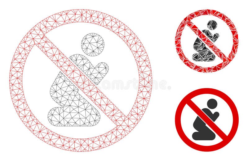 No Praying Vector Mesh Carcass Model and Triangle Mosaic Icon Stock ...