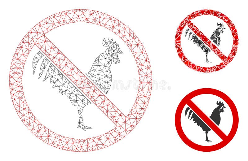 No Rooster Vector Mesh Wire Frame Model and Triangle Mosaic Icon Stock ...