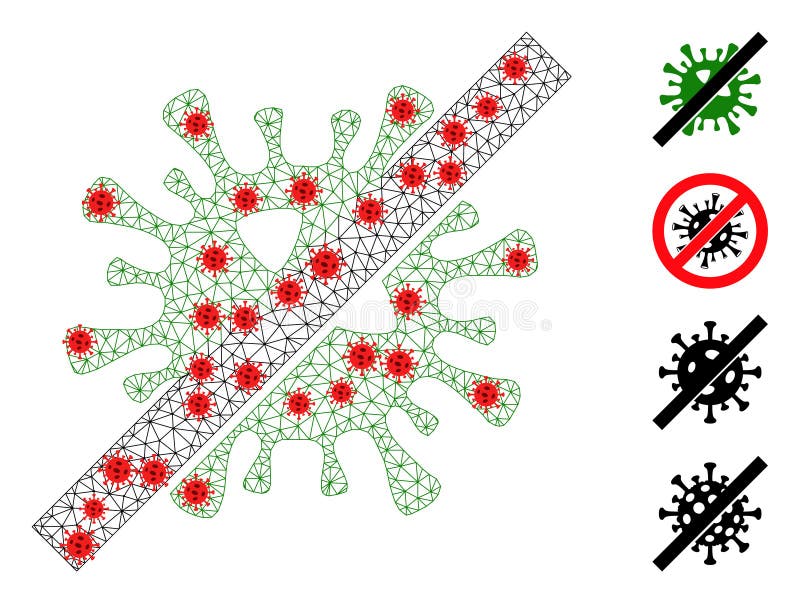 Polygonal Wire Frame No SARS Virus Pictogram with Infectious Items ...