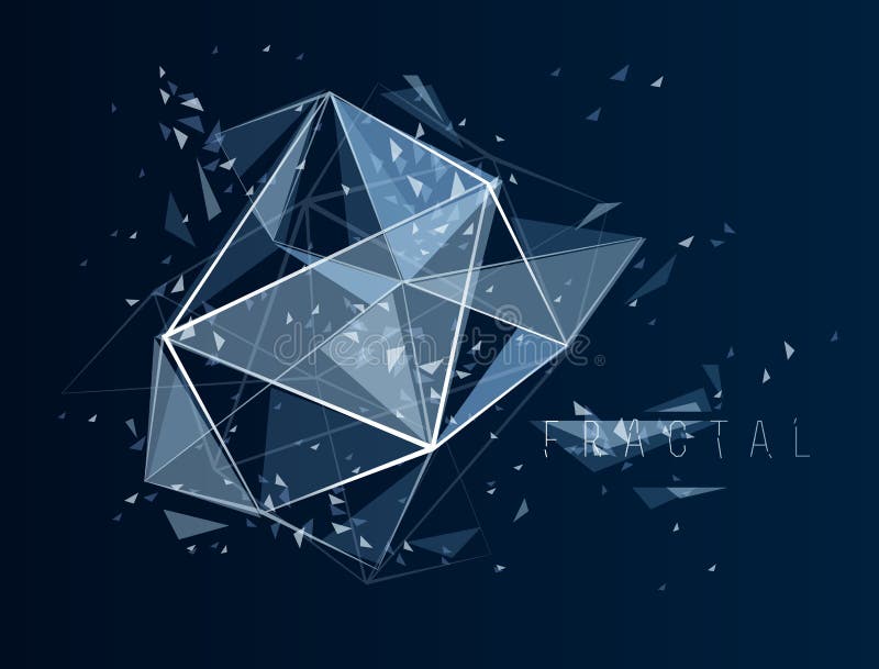 Mesh Object Fractal Design with Connected Lines Vector Abstract ...