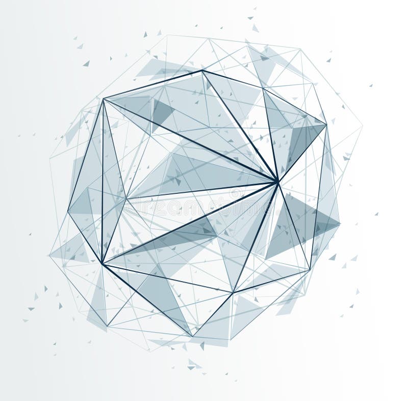 Mesh Object Fractal Design with Connected Lines Vector Abstract ...