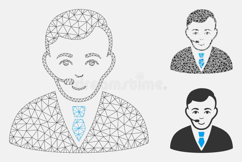 Operator Vector Mesh 2D Model and Triangle Mosaic Icon Stock Vector ...
