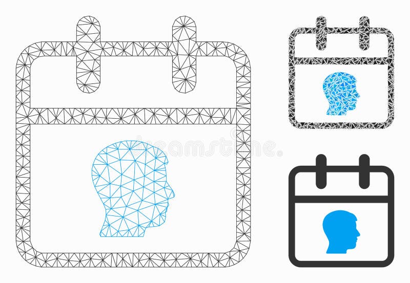 Personal Day Vector Mesh Network Model and Triangle Mosaic Icon Stock ...