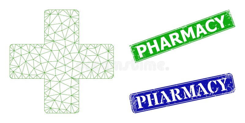Scratched Pharmacy Stamp Imitations and Triangular Mesh Pharmacy Cross ...