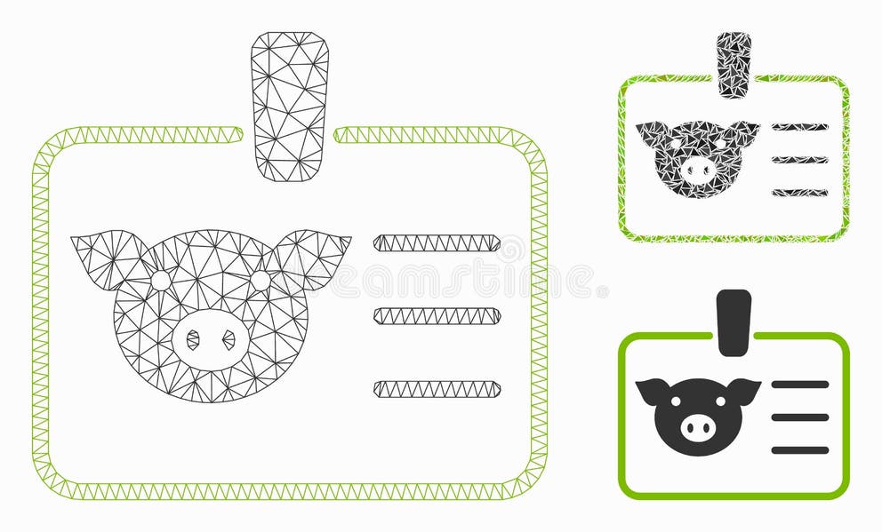 Pig Badge Vector Mesh 2D Model and Triangle Mosaic Icon Stock Vector ...